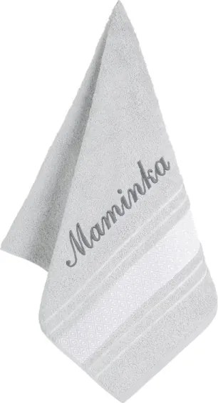 Bellatex Froté ručník mozaika se jménem MAMINKA 50x100 cm světlá šedá
