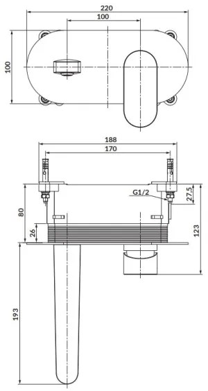 Cersanit S951-333 - Vanová baterie pro podomítkovou instalaci CREA černá