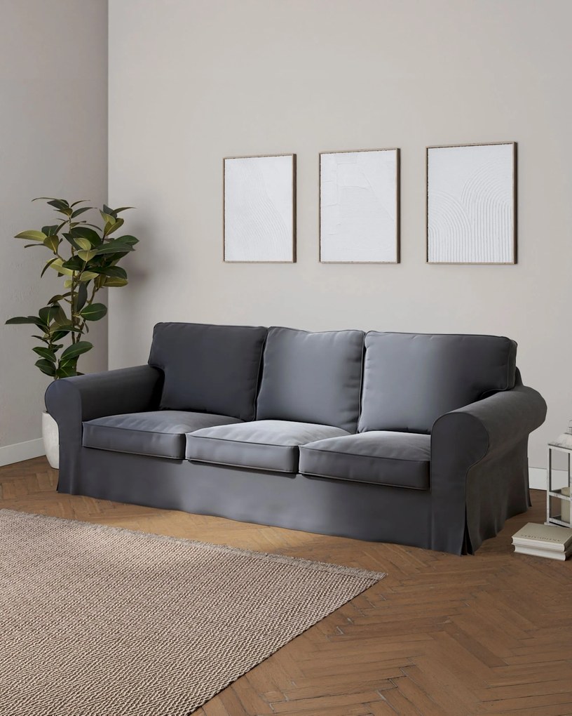 Potah na pohovku IKEA Ektorp 3-místná rozkládací, NOVÝ MODEL 2013 barva šedá látka lesklé, sametová