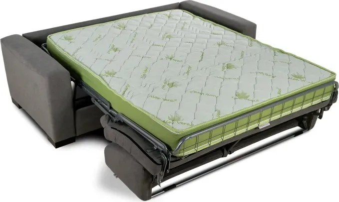 Pohovka JANIRA s rozkladem na každodenní spaní - matrace s Aloe vera, šedá (roma - 23 grigio)