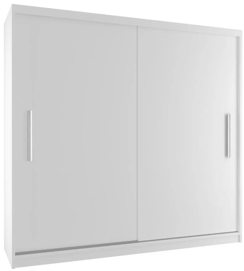 Šatní skříň bílá s posuvnými dveřmi Casey 200 cm