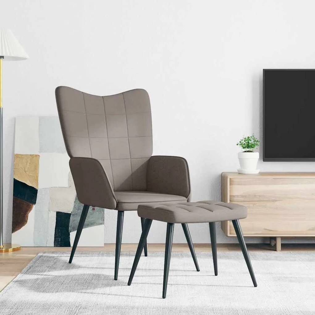 Relaxační židle se stoličkou taupe textil 327961