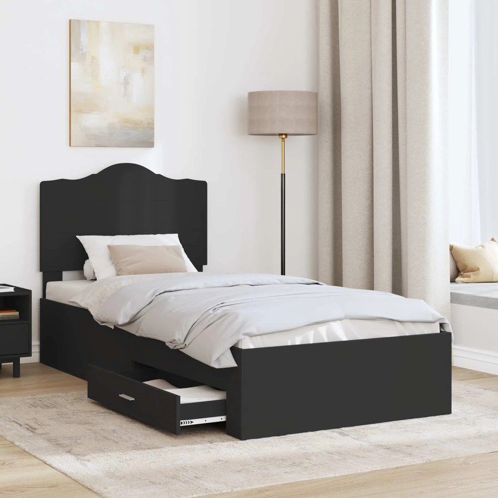 Rám postele se zásuvkou Černá 70 x 190 cm Kompozitní dřevo 3413667