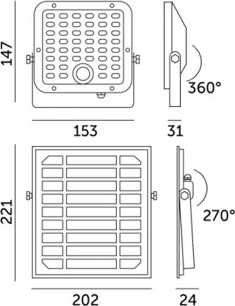 LED Solární reflektor se senzorem LED/10W/3,7V 4000K IP65 3600 mAh + DO