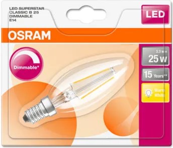 Ledvance LED žárovka 4058075107502 230 V, E14, 3.30 W = 25 W, teplá bílá, A+ (A++ - E)