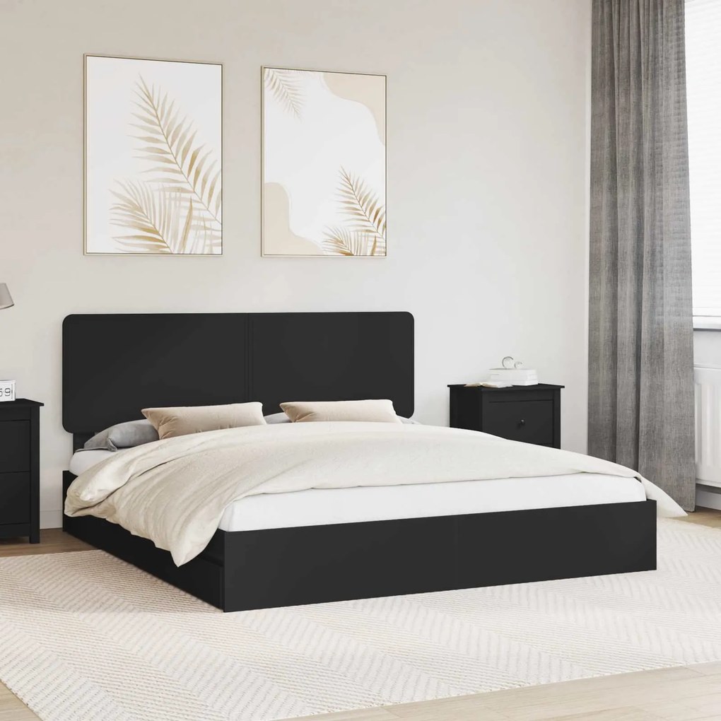 Postel s úložným prostorem Černá 200 x 200 cm Kompozitní dřevo 3412652