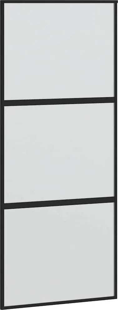 Posuvné dveře se sadou kování černé 90x205 cm Tvrzené sklo 3375875