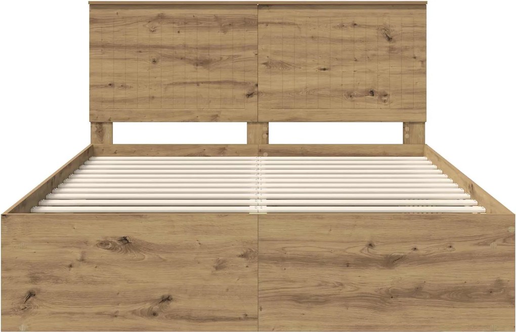 Rám postele Umělecký dub 150 x 200 cm Masivní borové dřevo 3411000