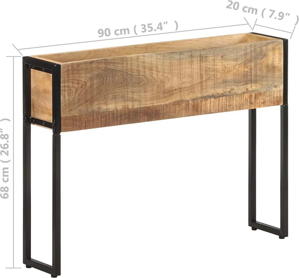 Truhlík 90 x 20 x 68 cm hrubé mangovníkové dřevo 321938