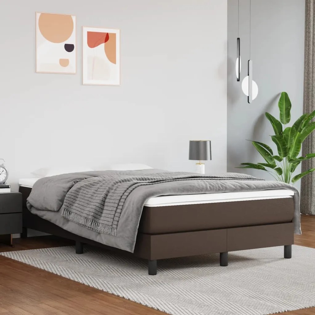 vidaXL Box spring postel hnědá 120 x 200 cm umělá kůže