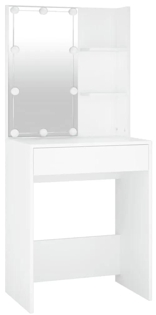vidaXL LED toaletní stolek se skříňkou bílý kompozitní dřevo
