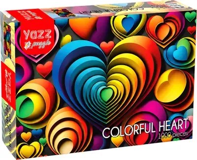 YAZZ Puzzle Barevná srdce / 1000 dílků / 68 x 48 cm