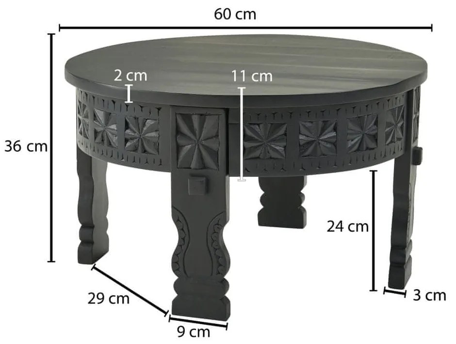 Bruxxi Konferenční stolek Dilli, 60 cm, masiv mango