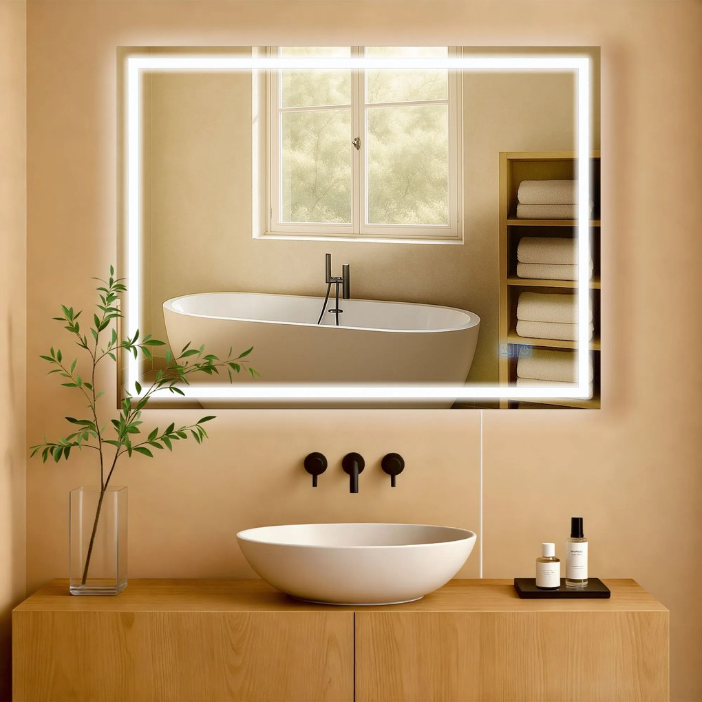 Koupelnové zrcadlo Jaffrey 60x80 bez Bluetooth – čiré sklo