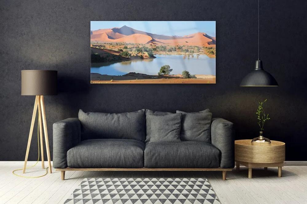 akrylový obraz Jezero Poušť Krajina 120x60 cm
