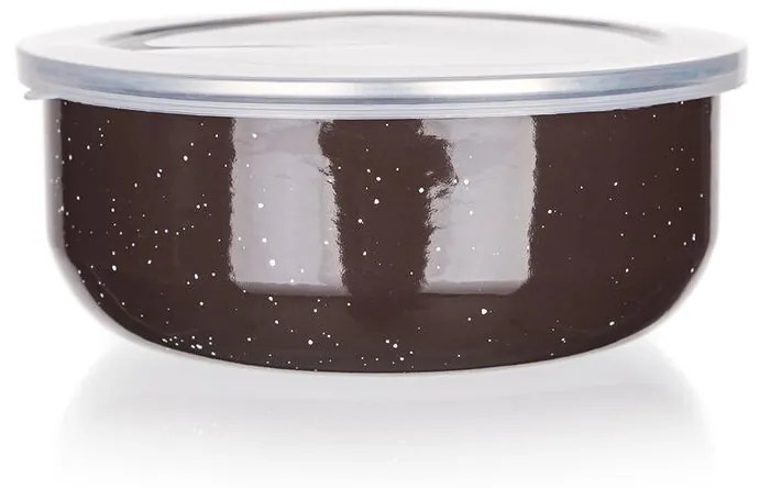 Smaltované misky s víčky GRANITE Dark Brown 8 dílů