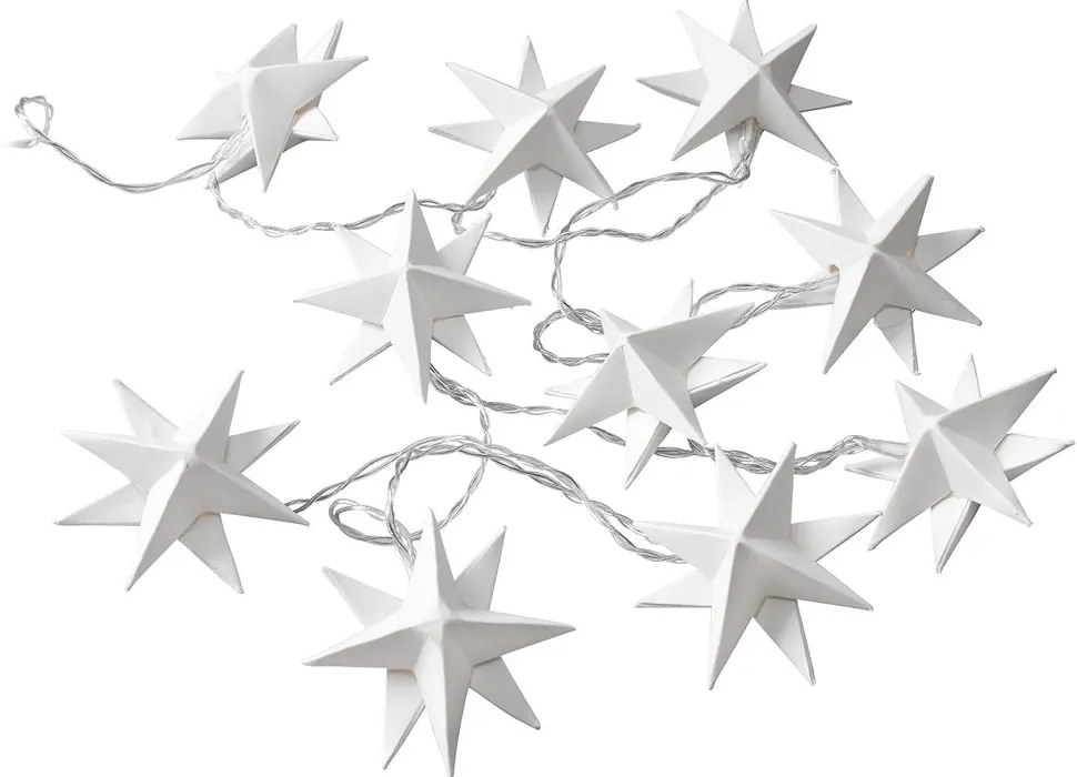 Butlers ORIGAMI Světelný řetěz hvězdy s USB 10 světel - bílá