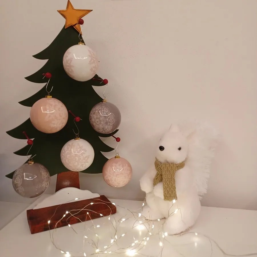 Sada vánočních ozdob koule 8 cm, vločky 3 barvy, plast, balení 6 ks