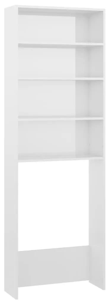 Skříňka nad pračku bílá s vysokým leskem 64 x 24 x 190 cm