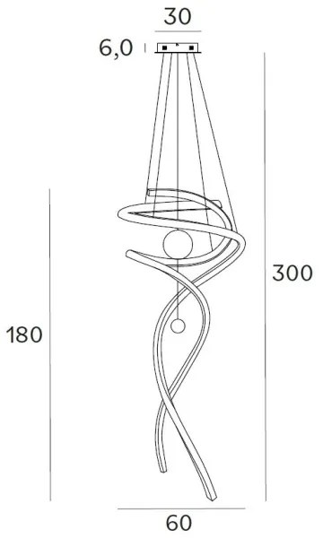 MAXLIGHT P0483D -LED S. lustr na lanku RITZ LED/100W/230V pr. 60 cm CRI 90 mosaz
