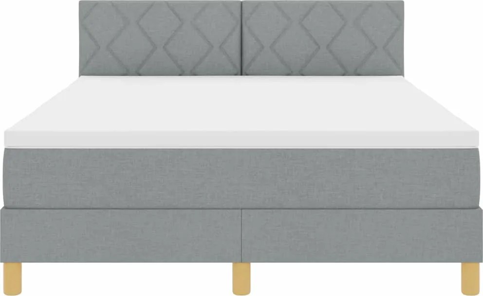 Postel s boxspringem s čelo Světle šedá 160 x 200 cm textil 3339007