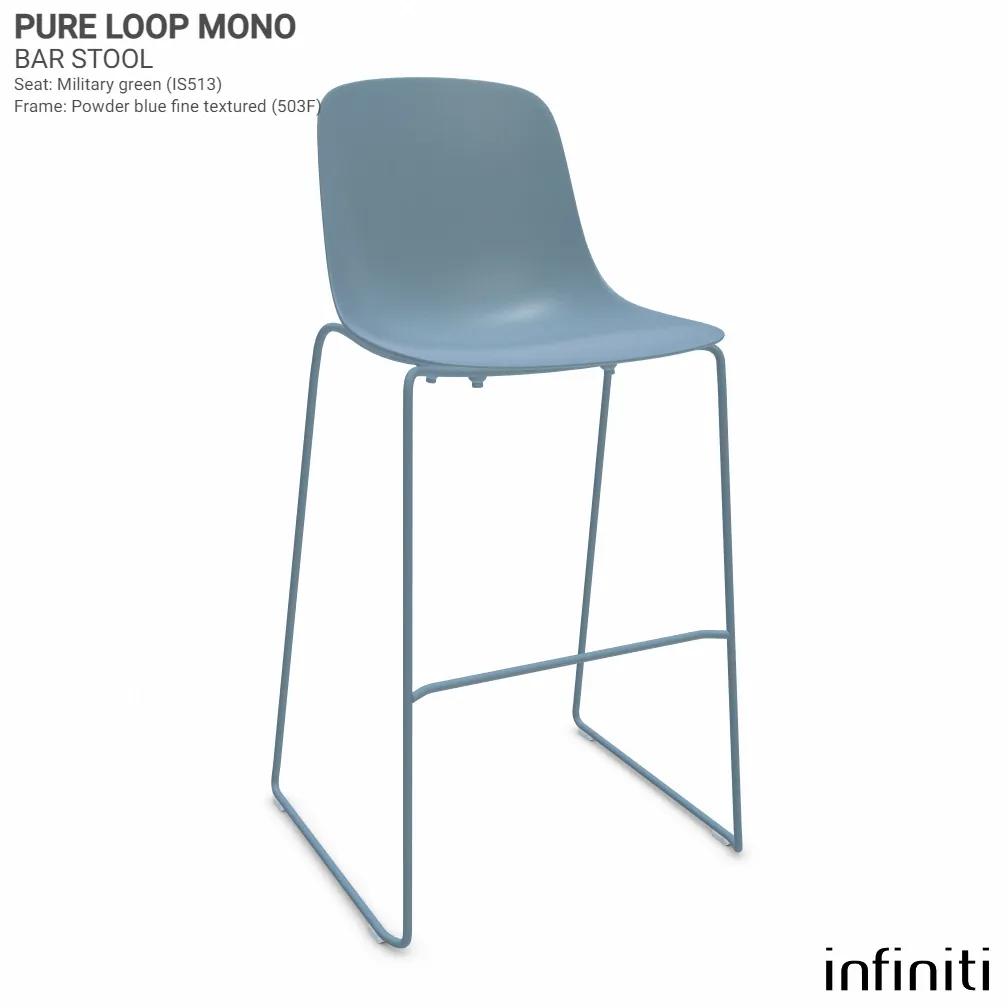 Barová židle Pure Loop Mono Barva kovové konstrukce: Powder blue fine textured 503F, Barva sedáku a opěradla z recyklovaného plastu: Powder blue IS503