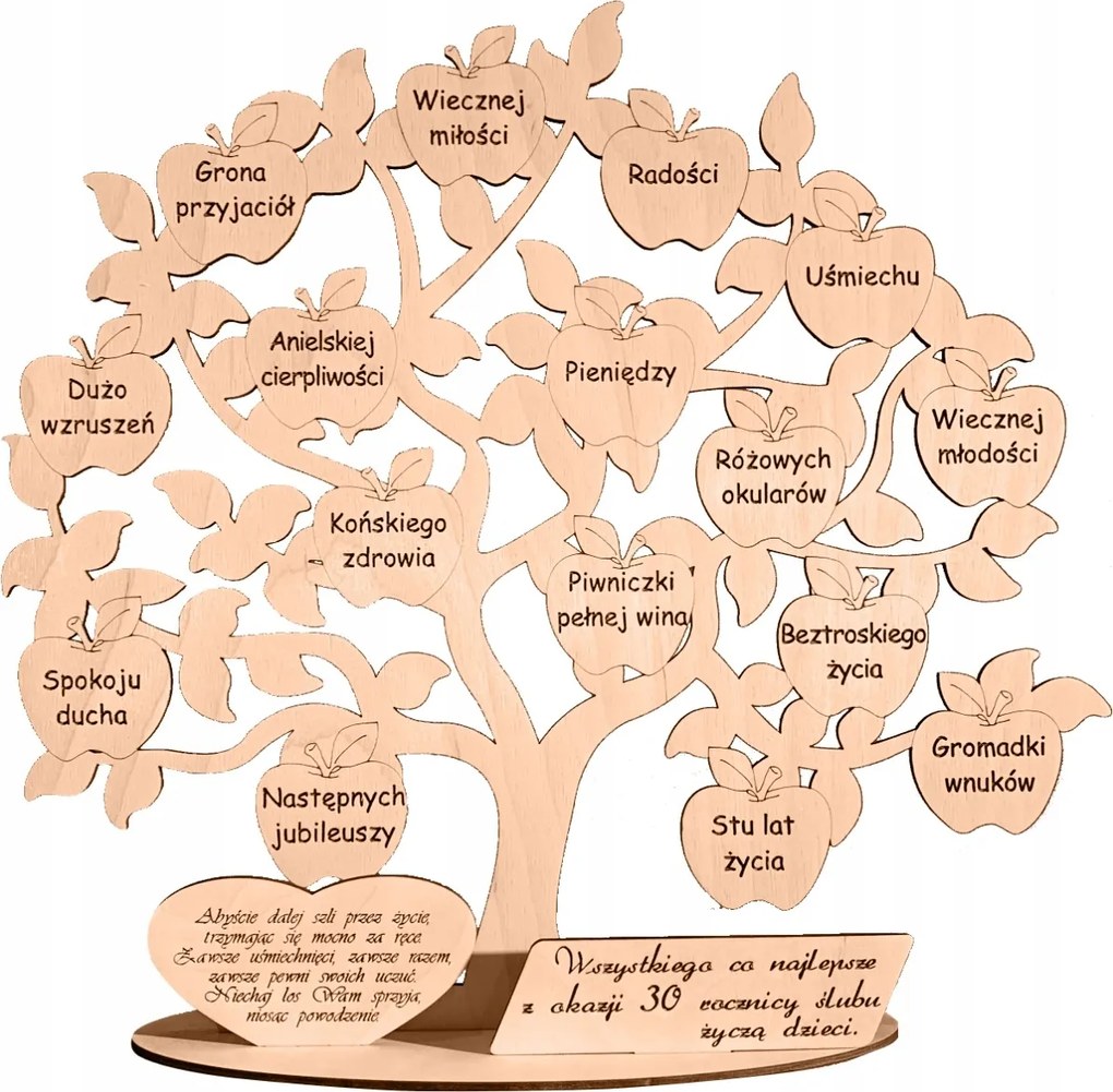 Výročí svatby, jubileum, zlaté, stříbrné hody, gravírovaný strom