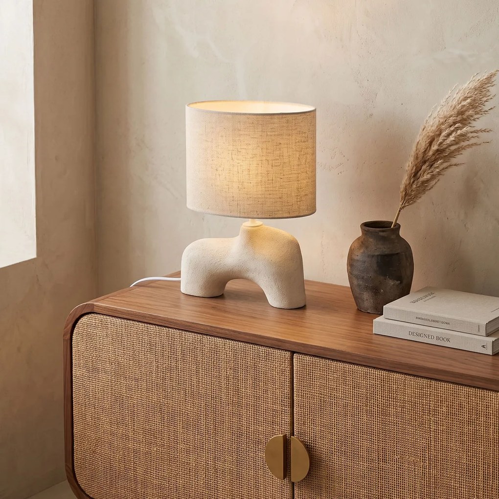 Stolní lampa Wabi Sabi béžová s lněným stínidlem 35 cm - Florence