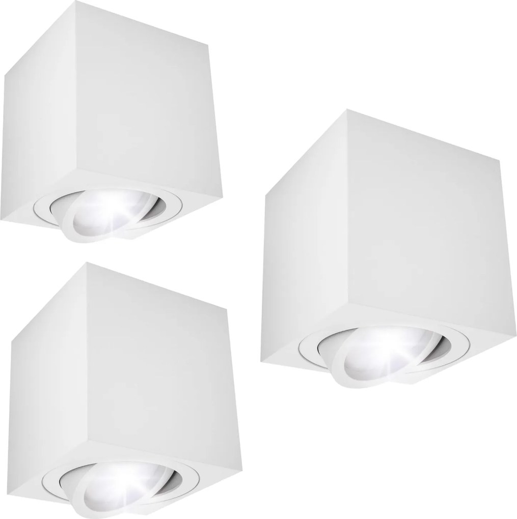 3x Nástěnné svítidlo Tuba Halogenové pohyblivé GU10 Led 80x85 do pokoje, bílé