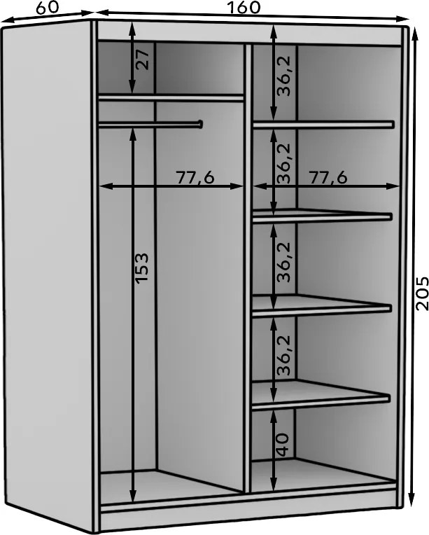 ADRK Furniture Posuvná skříň Delia 160