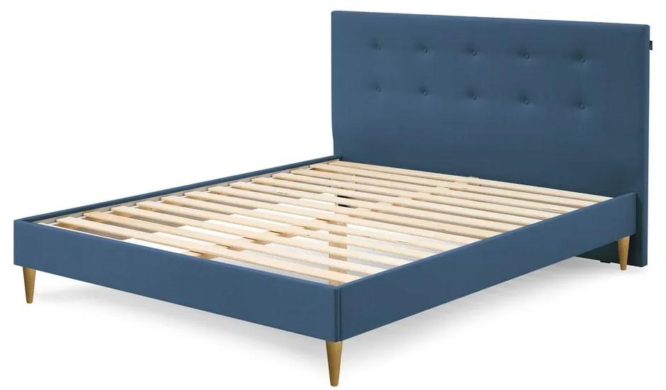 Modrá čalouněná dvoulůžková postel s roštem 180x200 cm Rory – Bobochic Paris