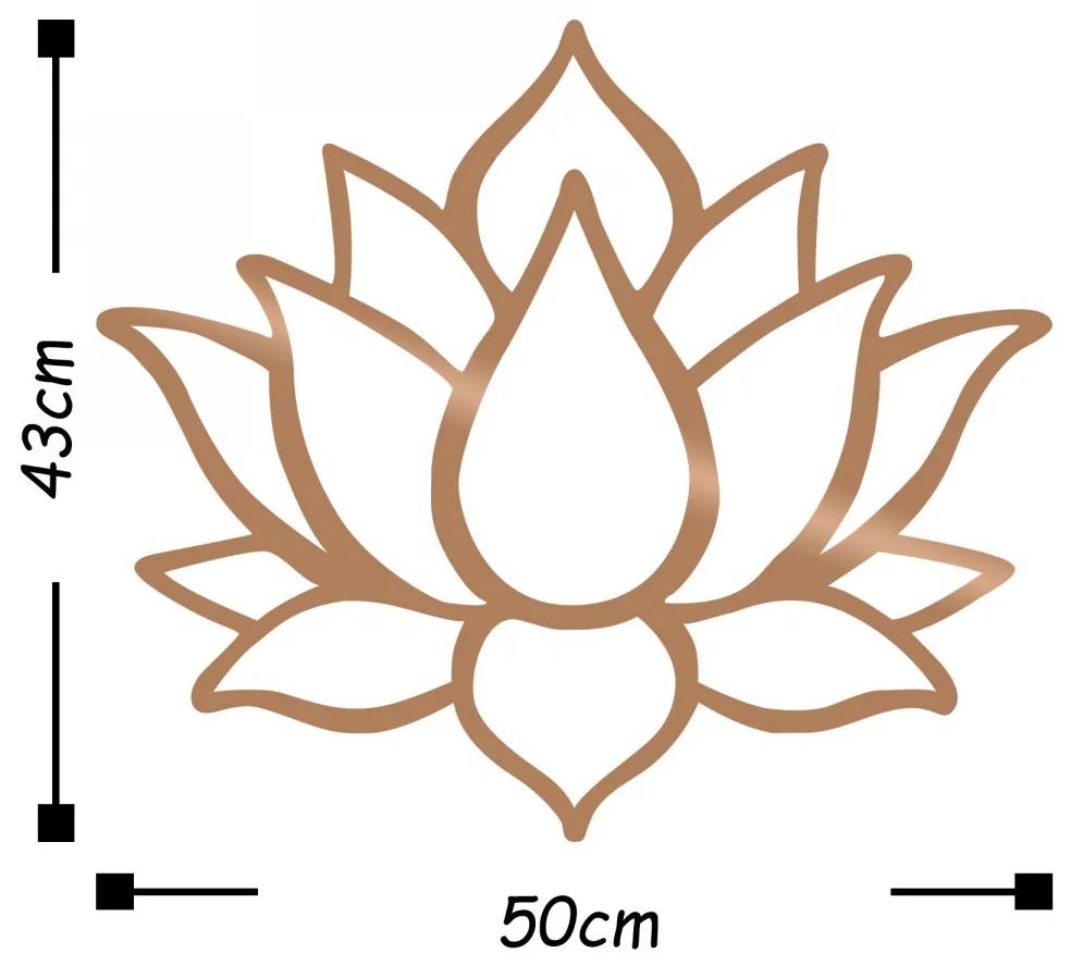 Nástěnná kovová dekorace Lotus 50x43 cm měděná