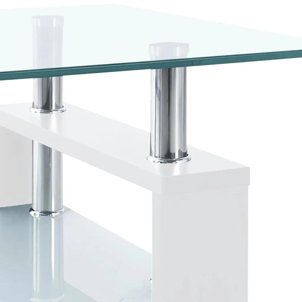 Konferenční stolek bílý a průhledný 95x55x40 cm tvrzené sklo - Default Title