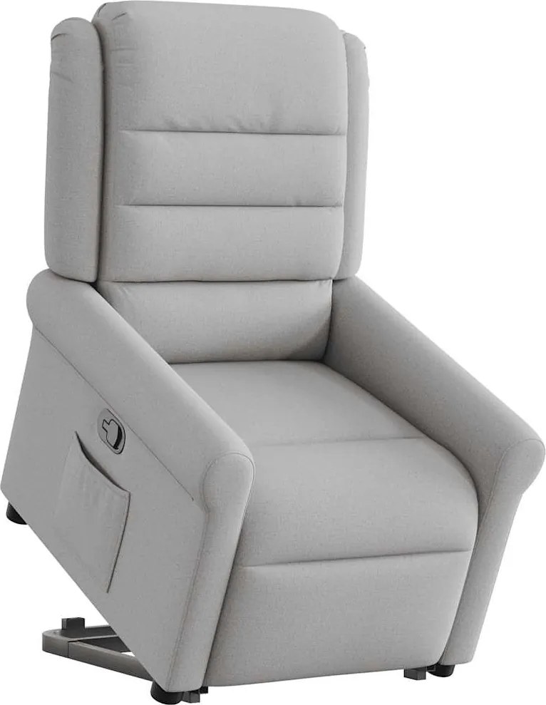Zvedací polohovací křeslo obláčkově šedé textil 3303323
