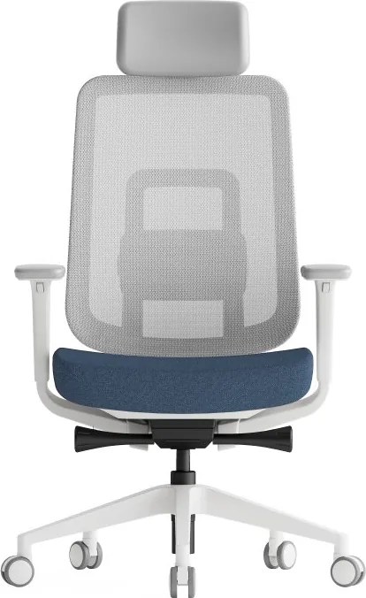 Kancelářská ergonomická židle K42 WHITE SP – síť/ čalouněná, modrá