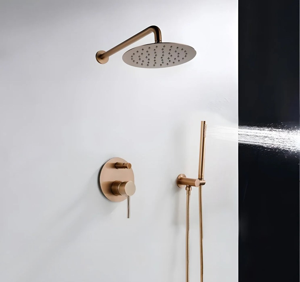 Rea Lungo - Podomítkový sprchový set, růžová-zlatá, REA-P4111