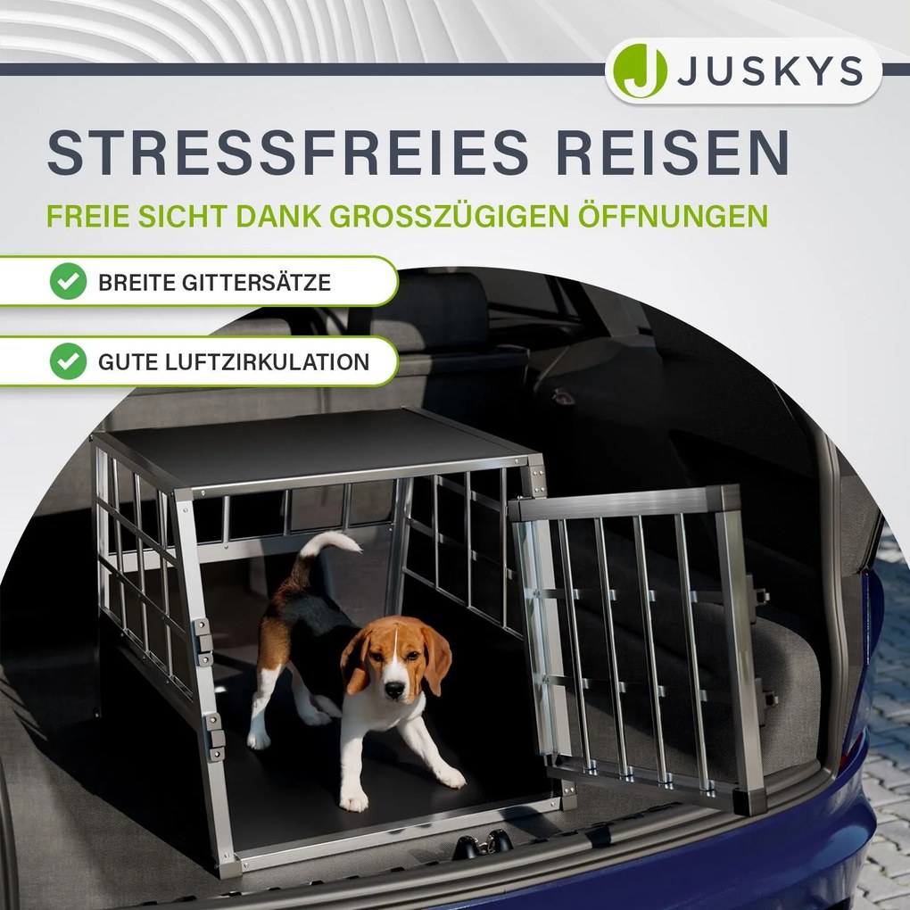 Juskys Hliníkový přepravní box pro psa do auta Velikost: XL