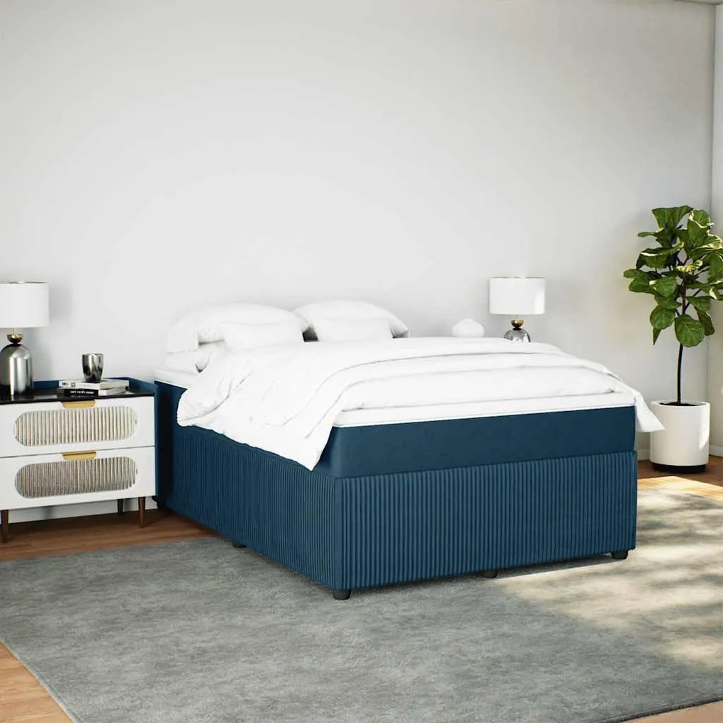 Box spring postel s matrací tmavě modrá 140x190 cm samet 3285642