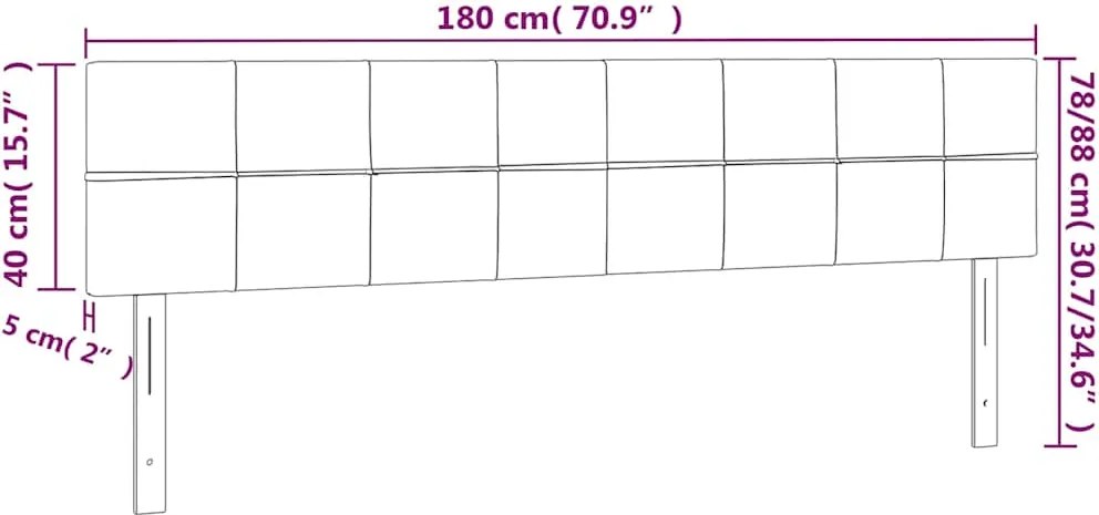 Čelo postele s LED tmavě modré 180x5x78/88 cm samet 3121676