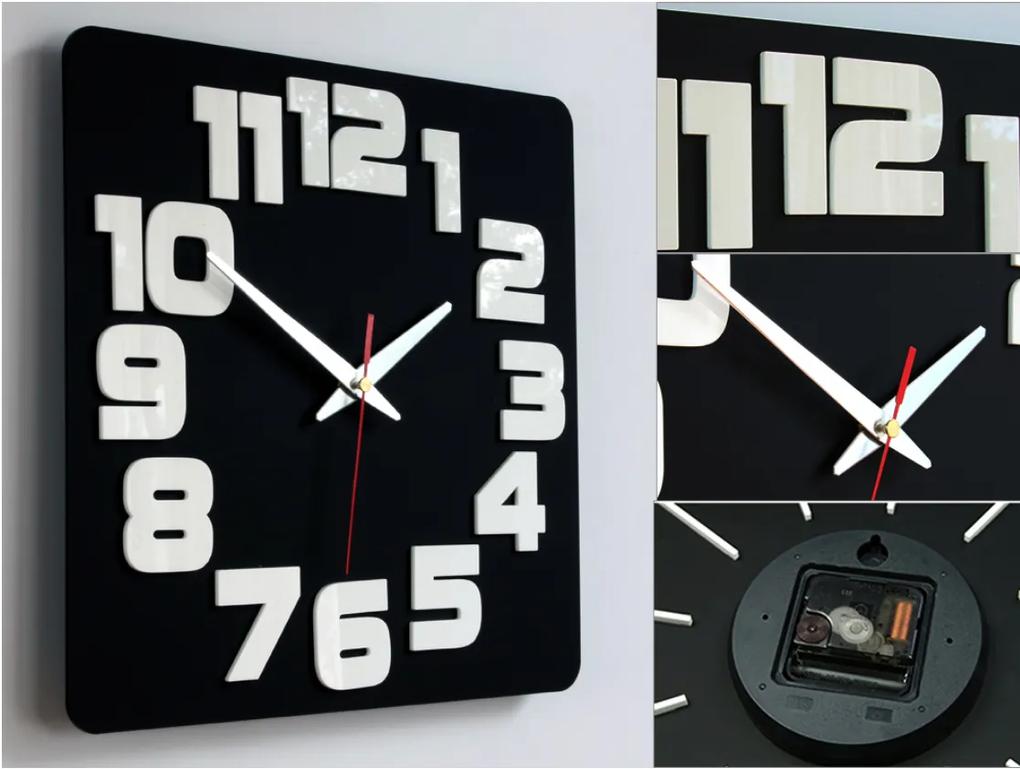 M.Clock Nástěnné hodiny styl a design 30x30cm černé