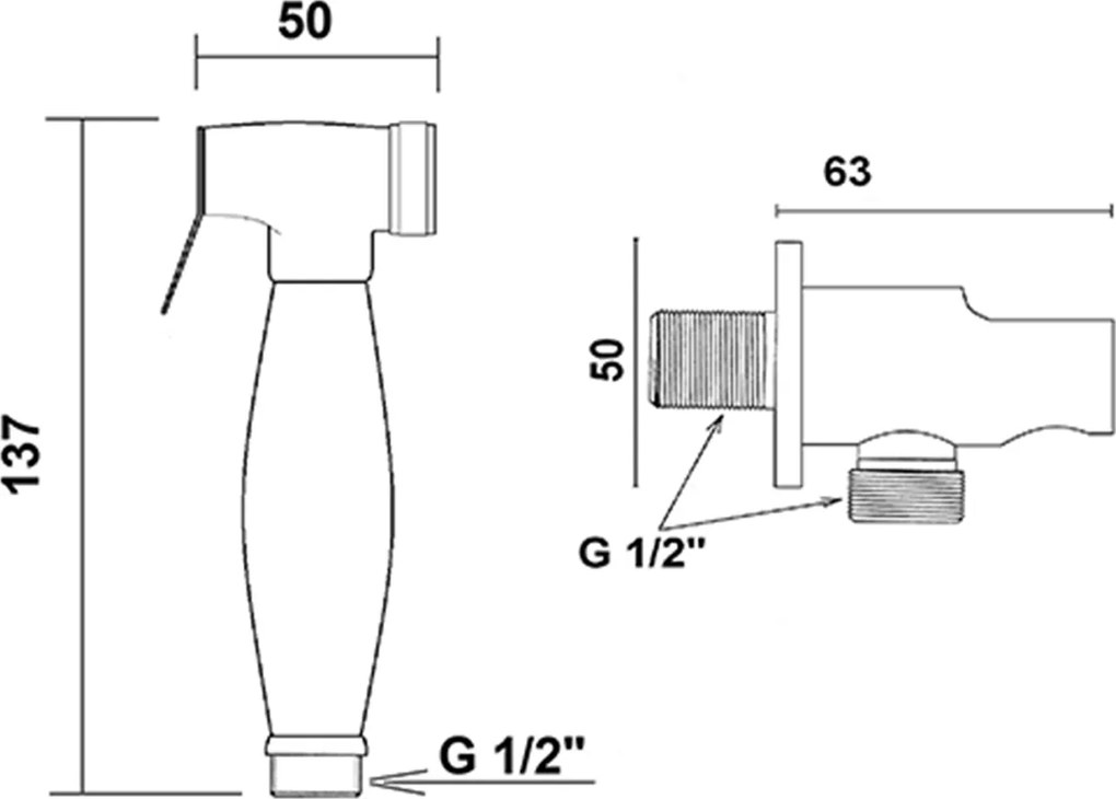 SAPHO Podomítková bidetová baterie se Stop sprškou, Retro, chrom KI41C-01