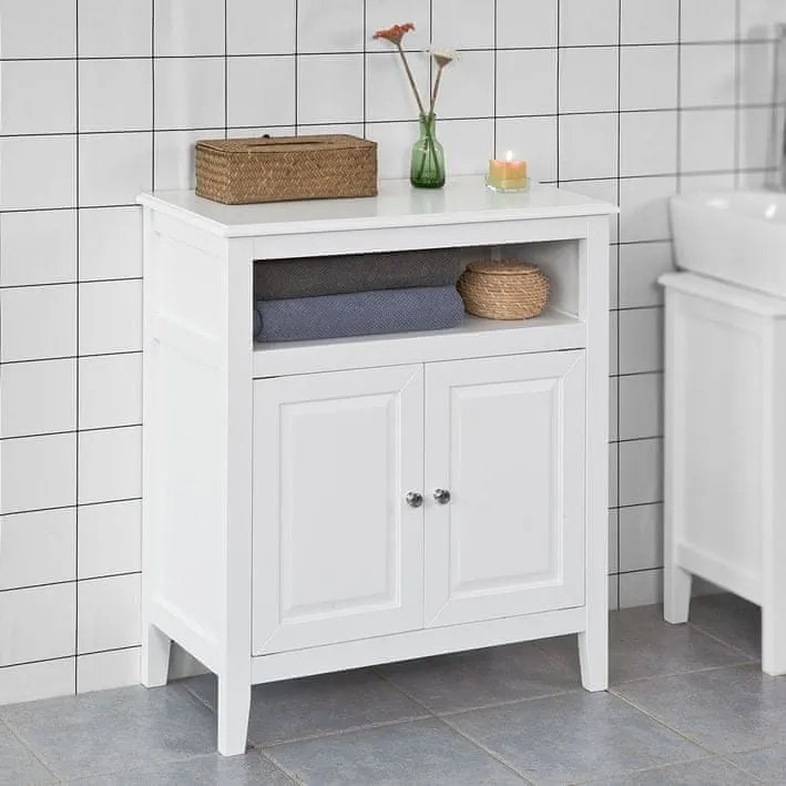 Sobuy FRG204-W Koupelnová komoda Koupelnová skříňka Příborník předsíňka Koupelnový nábytek Bílá 69x80x33cm