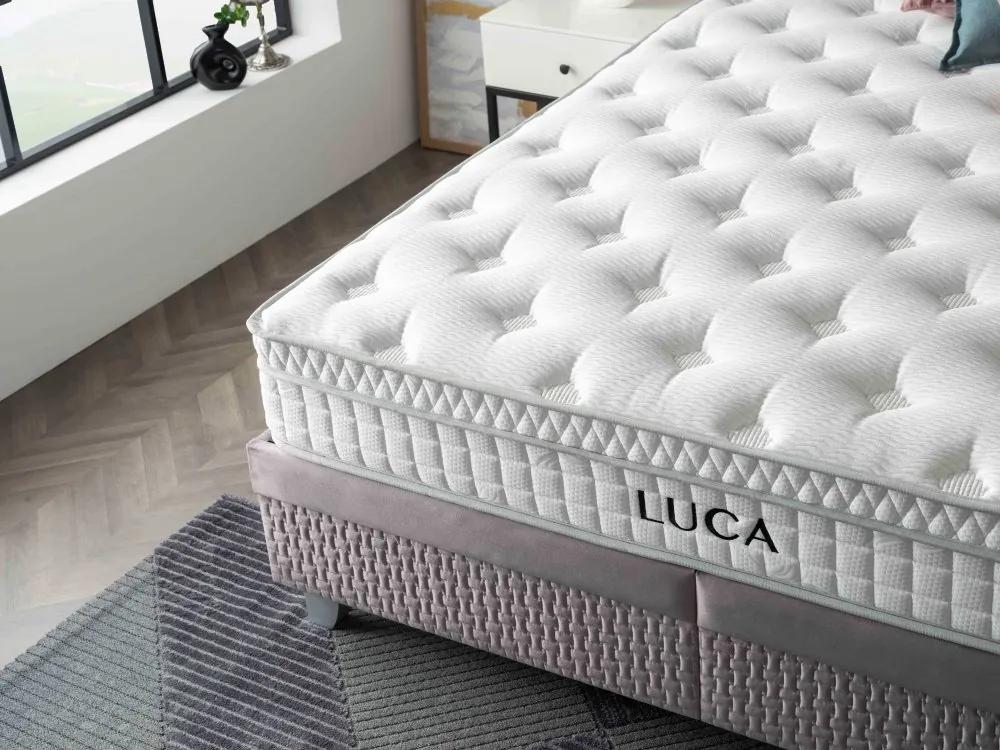 Čalouněná postel LUCA NEW s matrací - šedá 150 × 200 cm