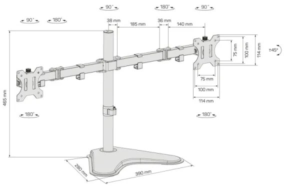 CONNECT IT CMF-3204-BK - Univerzální držák na 2 monitory 13-32” černá