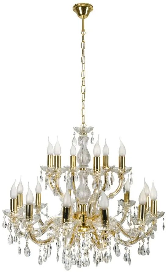 Zlatý křišťálový lustr Maria Teresa pro žárovku 18x E14  - Candellux
