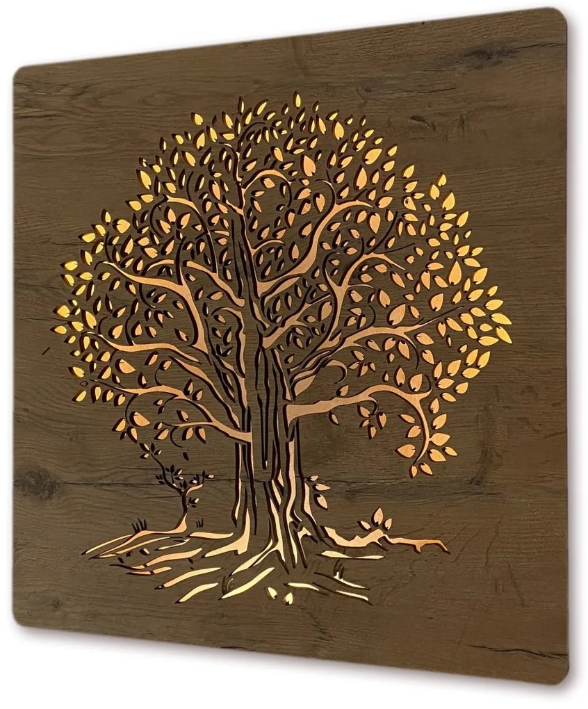 Li-Go "Lípa" světelný obraz 230V 62x62cm provedení povrchu: dub světlý