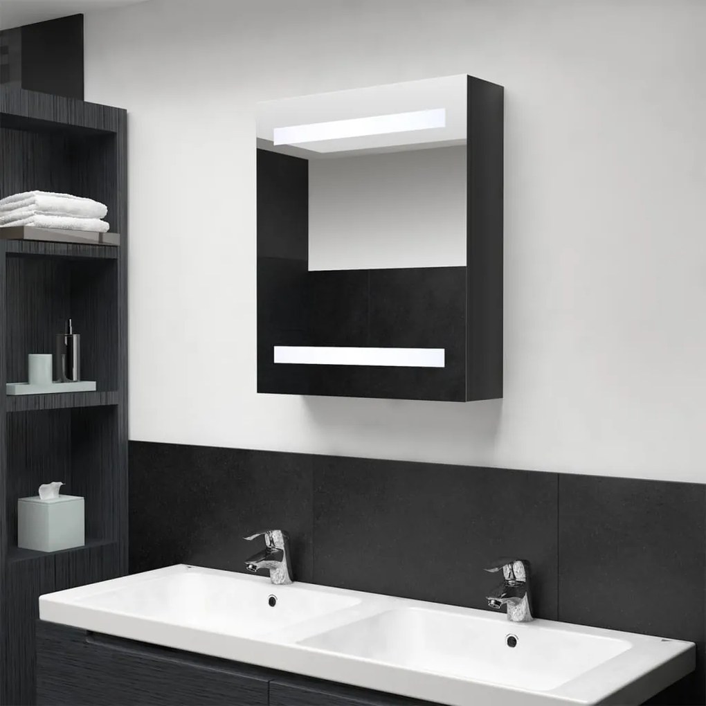 LED koupelnová skříňka se zrcadlem zářivě černá 50 x 14 x 60 cm 326481