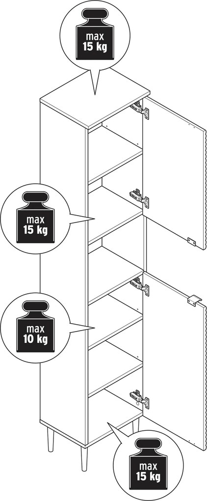 Tchibo - Vysoká koupelnová skříňka »Sonari« s dvířky - barva: bílá