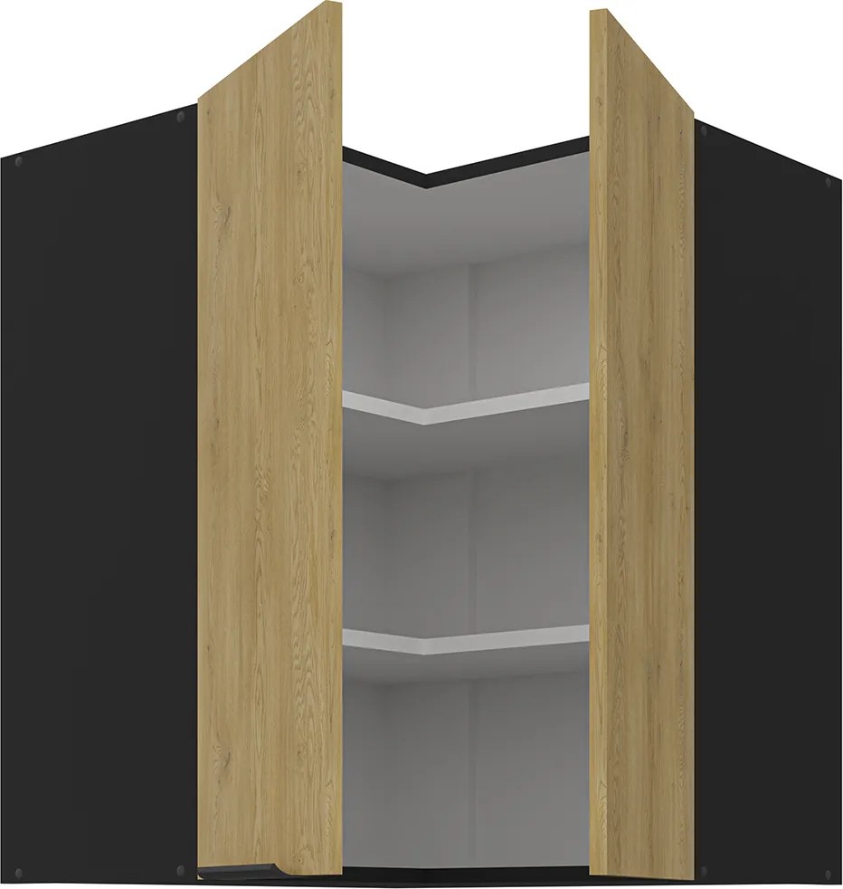 CREMONA cc | horní kuchyňská skříňka 60x60 GN-72 2F (90°) rohová s policemi | 60x60 cm | černá/cremona