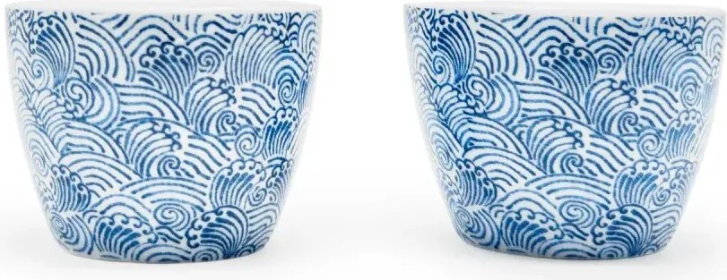 Porcelánová čajová souprava Mizu pro dva, 800 ml – japonský motiv Seigaiha a sítko